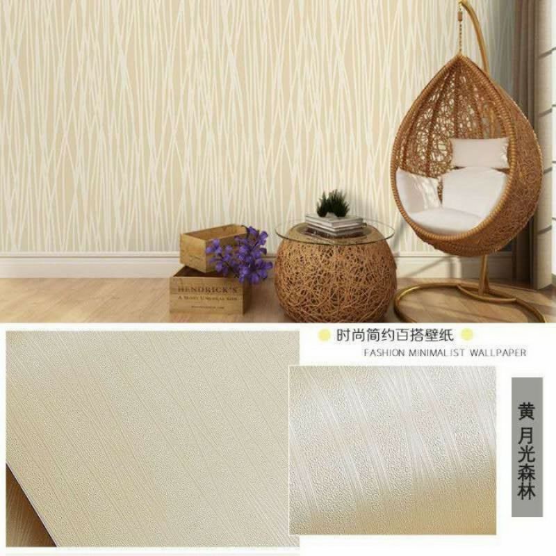 Jual Wallpaper Sticker Dinding Krem Polos Tekstur Salur Mewah Elegan Premium wallpaper putih ...