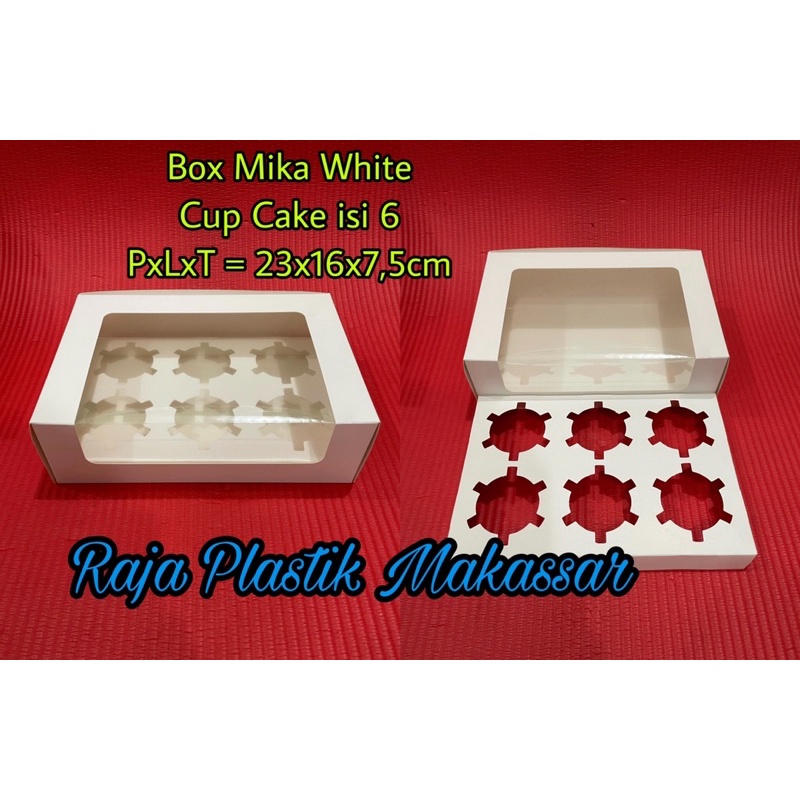 Jual box kue / dos cake / box mika white cup cake isi 6 | Shopee Indonesia