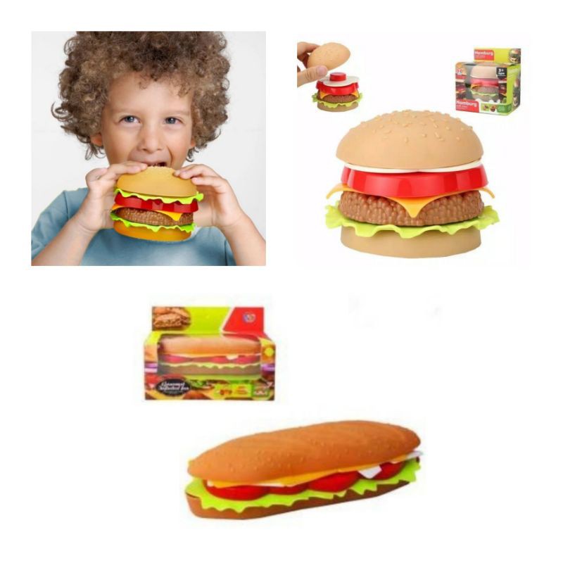 Jual MAINAN BURGER SUSUN DAN HOT DOG MAINAN MINIATUR BURGER - LF28 ...