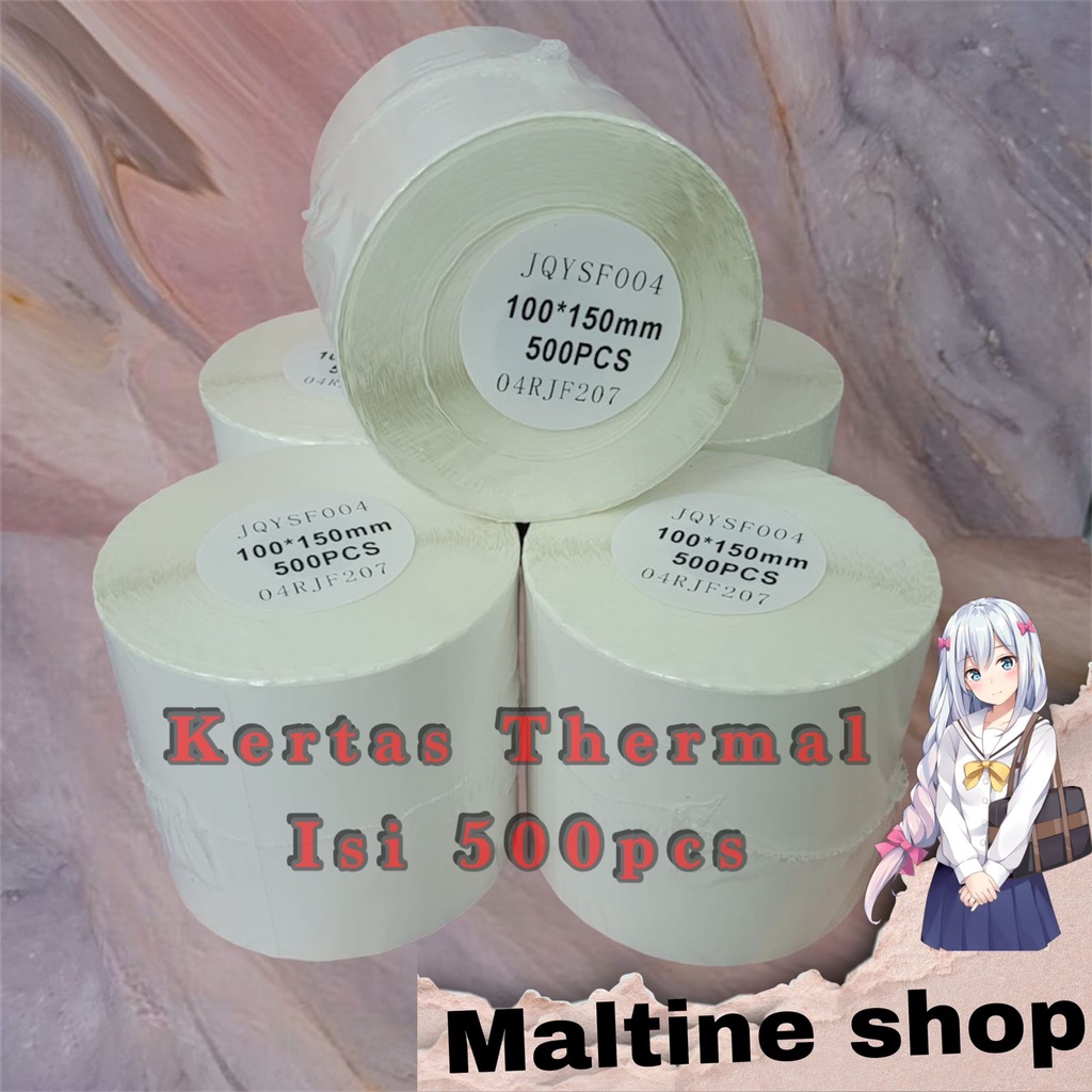 Jual Kertas termal 100 x 150 mm Label Thermal Stiker thermal isi 500pcs/Kertas Printer | Shopee ...