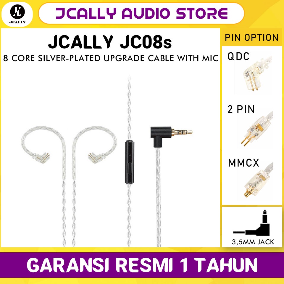 Jual JCALLY JC08s High Purity Silver Plated Upgrade Cable with Microphone Kabel Upgrade ...
