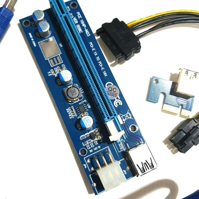 Jual r>>!634RO PCIE Riser 1x to 16x pci-e mining adapter converter vga ...