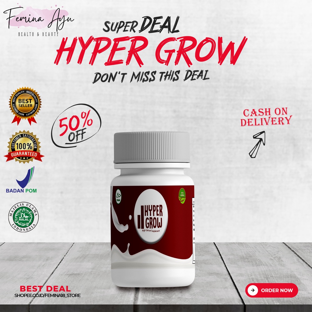 Jual HYPERGROW Peninggi Badan Suplement Penambah Tinggi Badan Original Hyper Grow | Shopee Indonesia