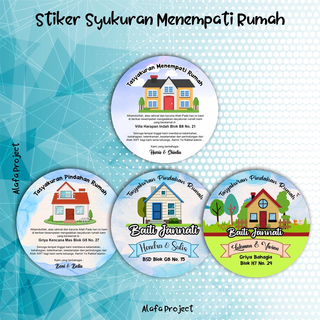 Jual AlafaProject Stiker Syukuran Menempati Rumah / Label Bulat Tumpeng ...