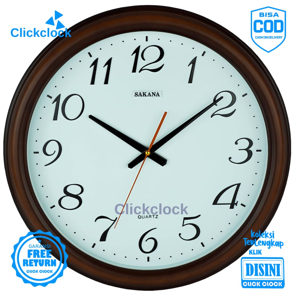 Jual Jam Dinding Quartz Minimalis Coklat Sakana 073 Besar Dekorasi ...