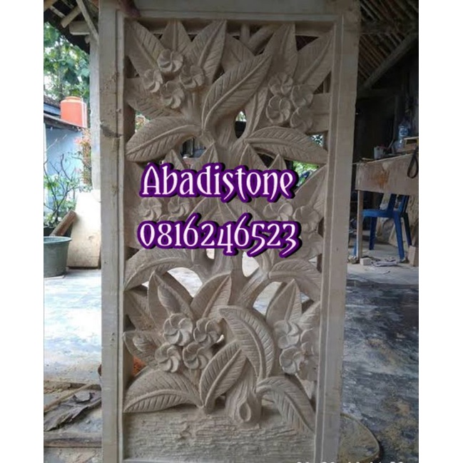 Jual relief dinding ukiran batu alam gunungan lotus bunga2 dekorasi ...