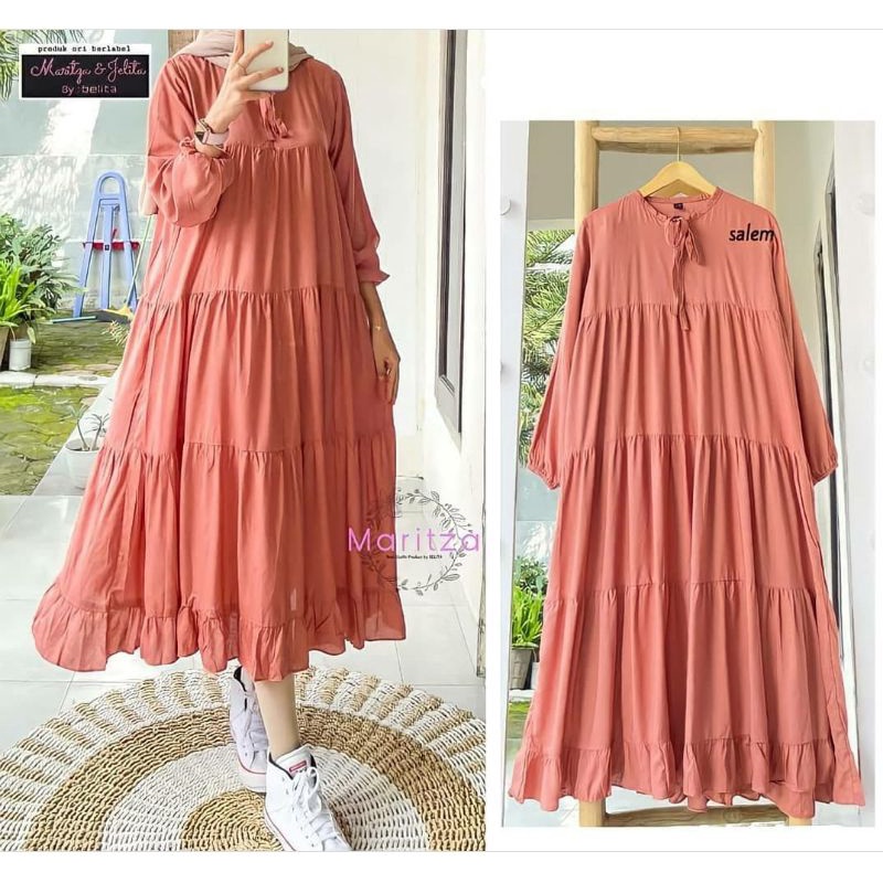 Jual RACHEL MIDI DRESS BAHAN RAYON LONG TUNIK WANITA MUSLIM CASUAL ...