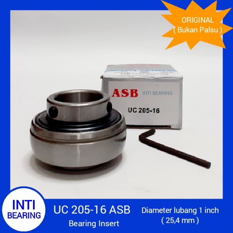 Jual BEARING INSERT UC 205-16 ASB ASLI AS 1 INCH 25,4 MM UNTUK PILLOW BLOCK BEARING DUDUK UC 205 ...