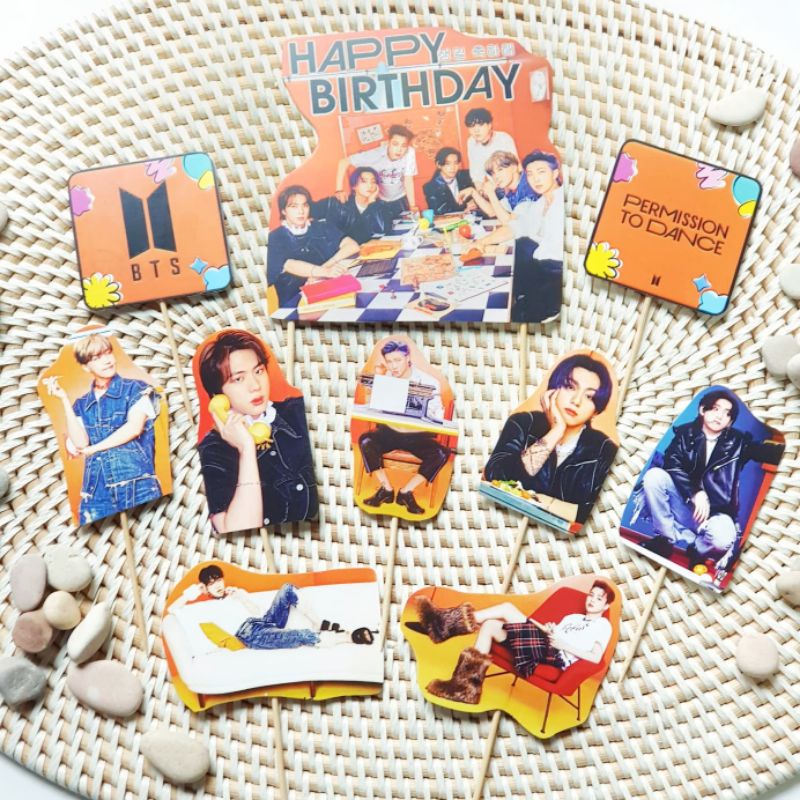 Jual Bts Ptd Permission To Dance Birthday Cake Topper 1 Set Isi 10 Pc