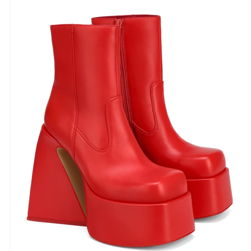 Jual Sepatu Bot Pendek Elastis Ritsleting Samping Sol Tebal Hak Tebal ...