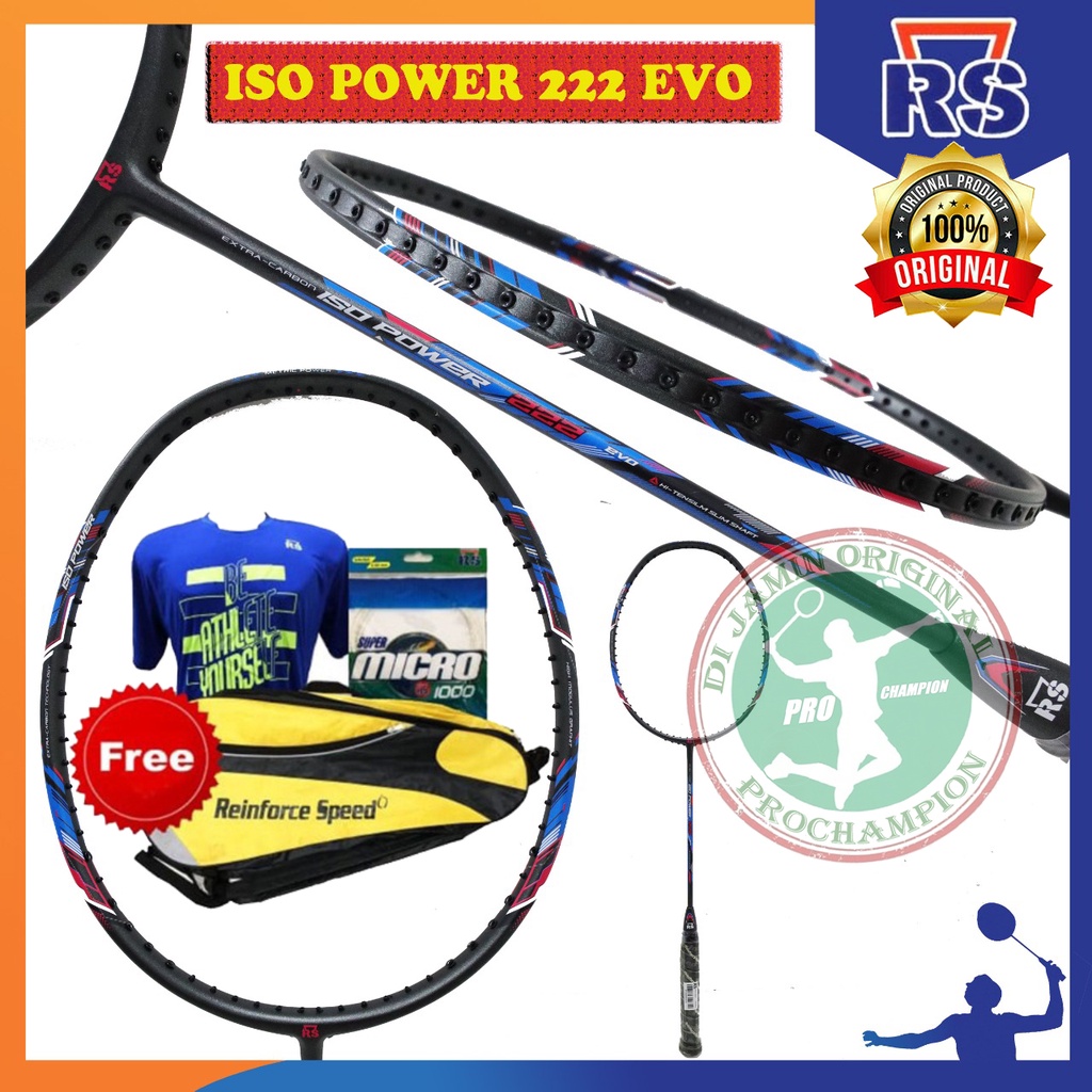 Jual Raket Badminton Reinforce Speed RS original Iso Power 222 Evo ...