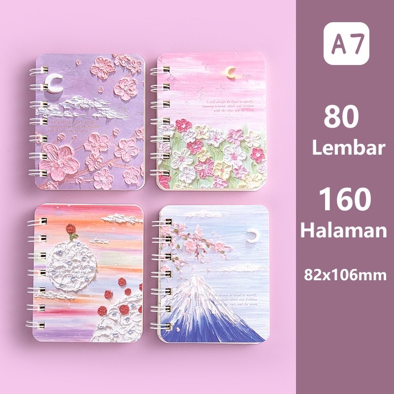 Jual notebook notes A7 motif bunga bulan buku catatan pretty sky flower ...