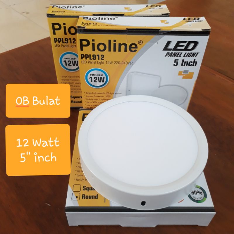 Jual PIOLINE Lampu LED Panel 12 Watt 12w Downlight OB Outbow Tempel Bulat SNI - Putih / Kuning ...