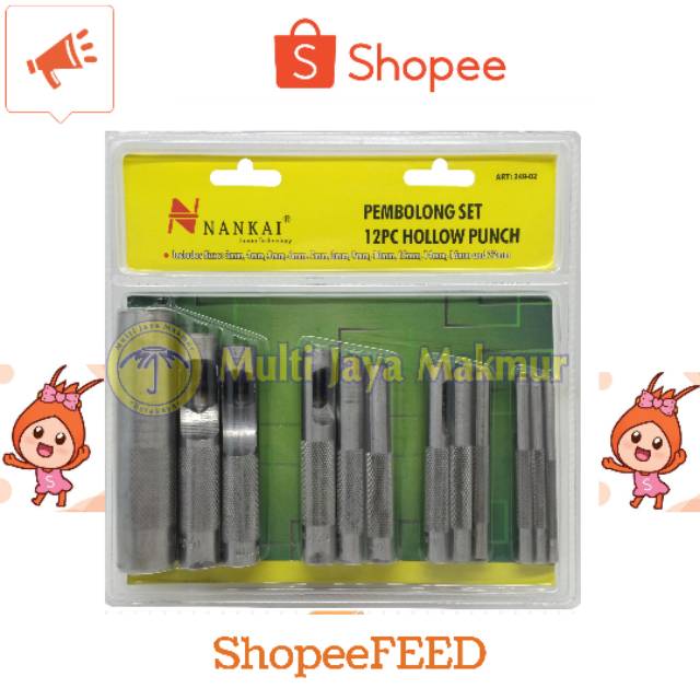 Jual MATA PEMBOLONG HOLLOW PUNCH/ PEMBOLONG SET 12PCS NANKAI | Shopee ...