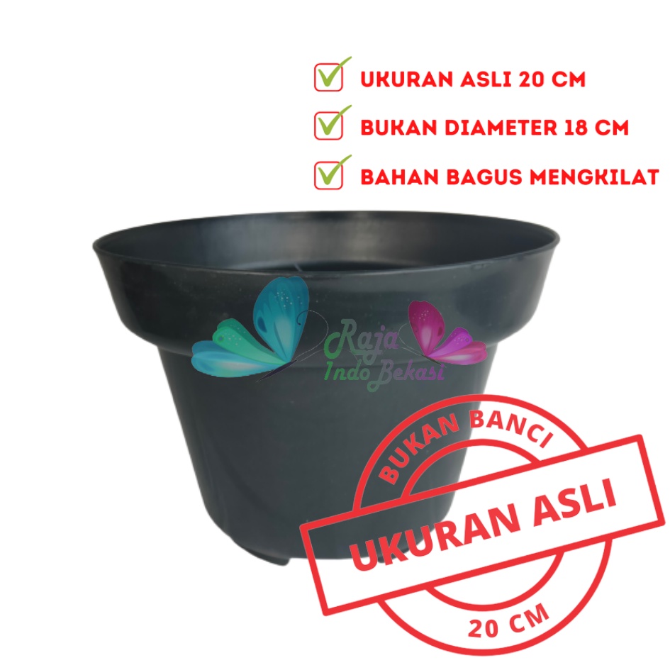 Jual Pot Bunga 20 Hitam Polos Pot Bunga Hias Grosir Murah Plastik 20 ...