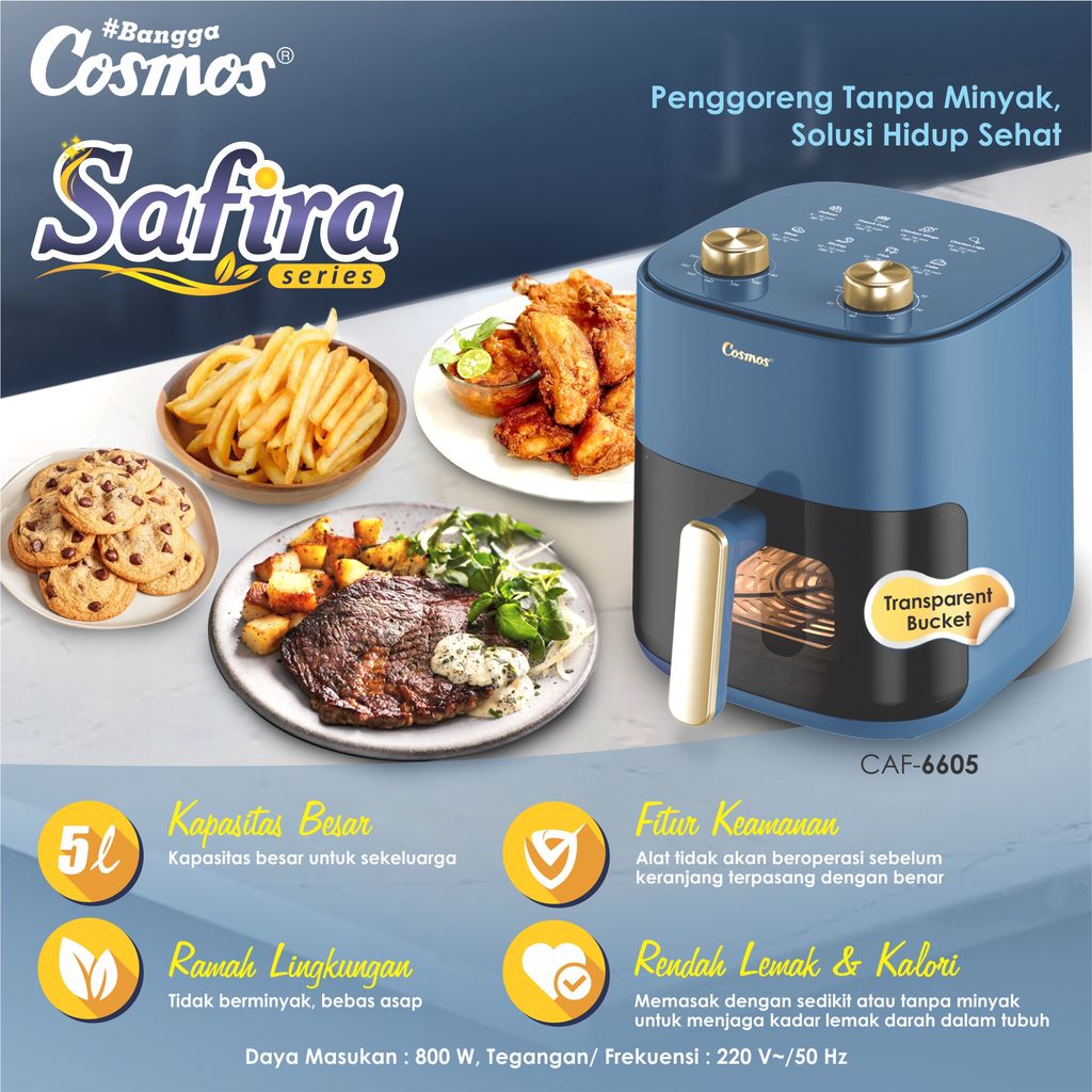 Jual Cosmos CAF-6605 - Air Fryer 5 Ltr - Safira series - Blue - dengan ...