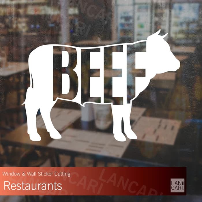 Jual Stiker Cutting Sapi Beef Restoran Daging Makanan Sticker Dinding ...