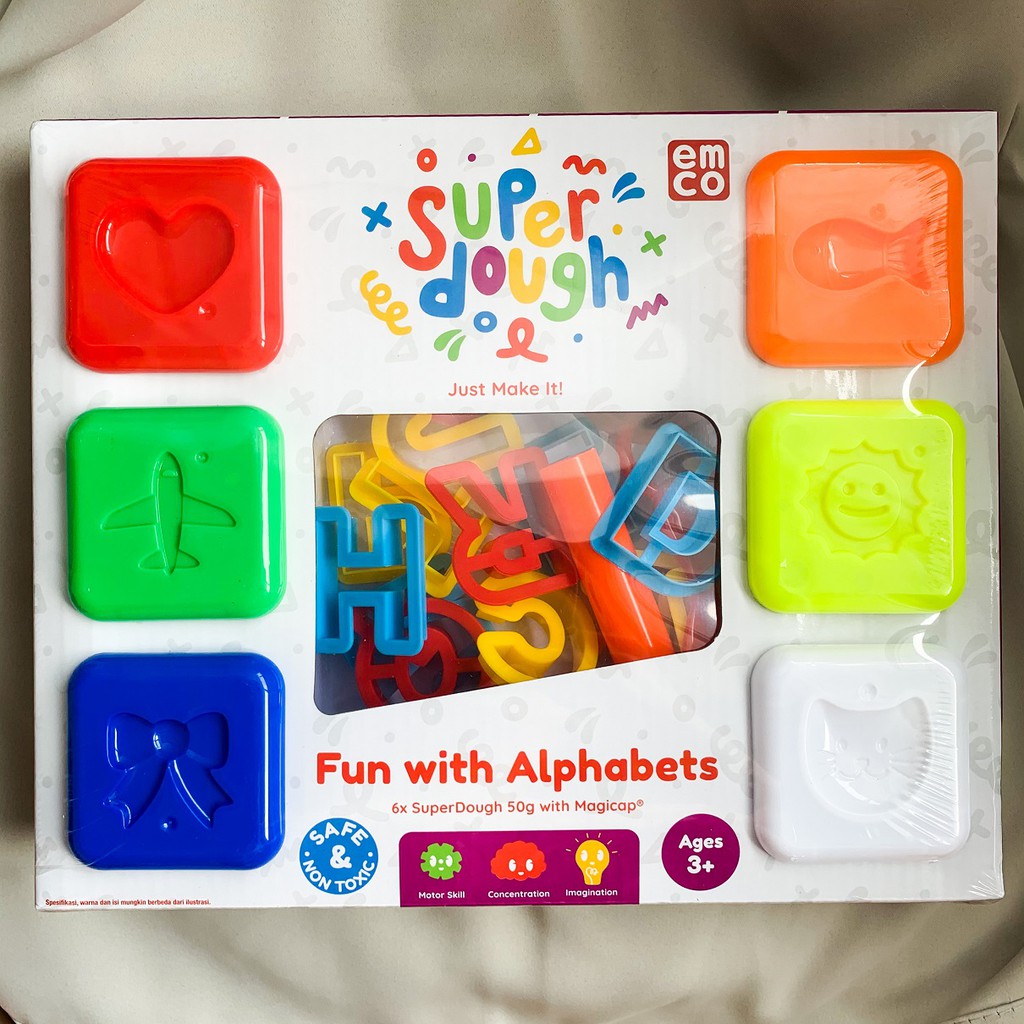 Jual Emco Super Dough Fun with Alphabets and Numbers Cetakan Huruf dan Angka Superdough Original ...