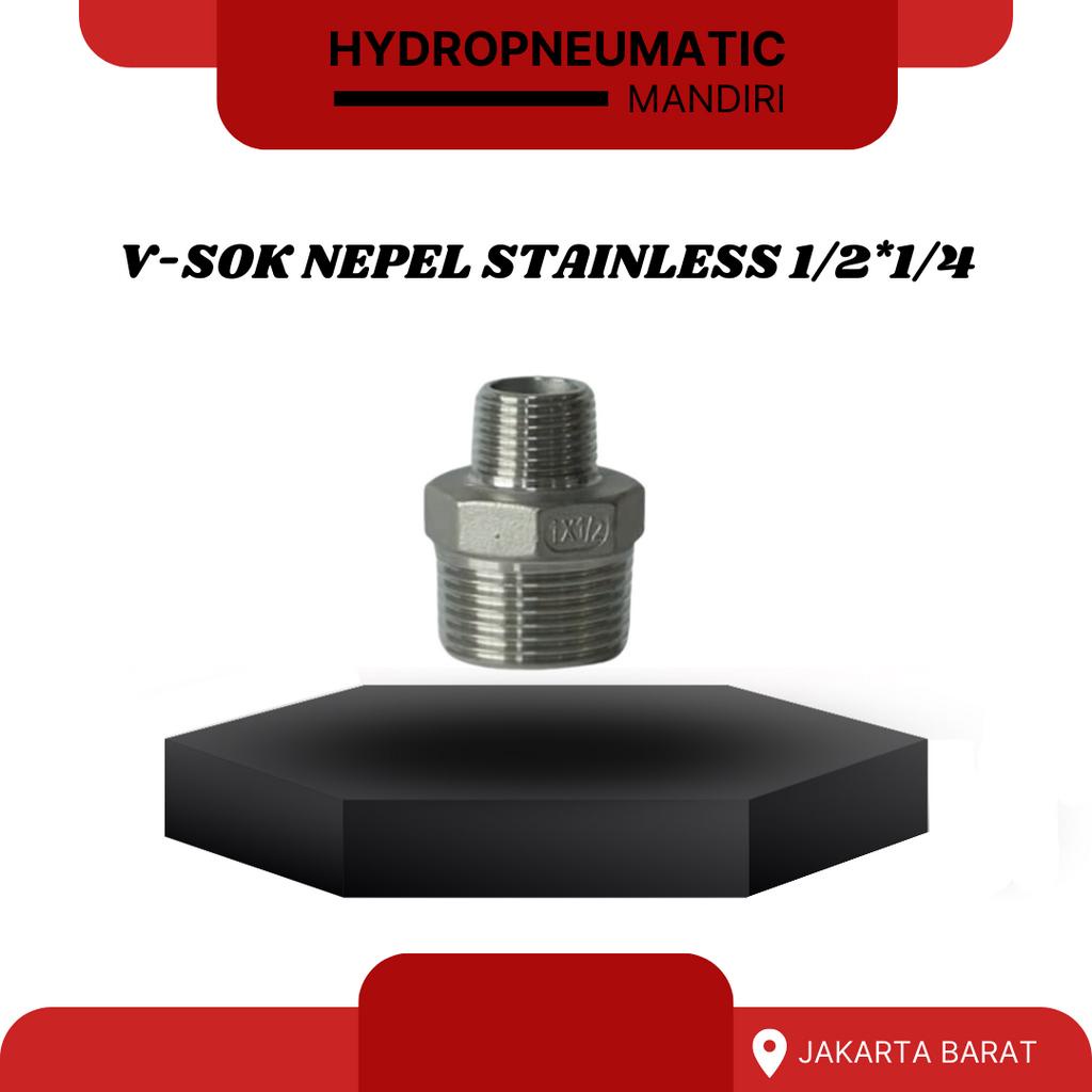 Jual V-SOK NEPEL STAINLESS 1/2*1/4 | Shopee Indonesia