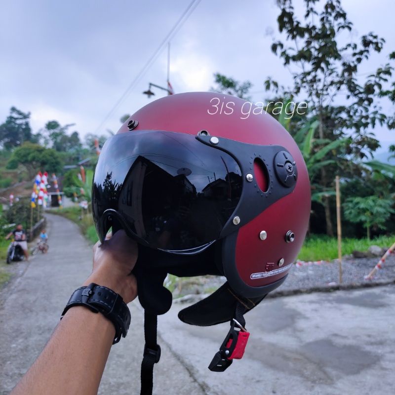 Jual HELM BOGO RETRO PILOT FULL LEHER SNI ORIGINAL | Shopee Indonesia