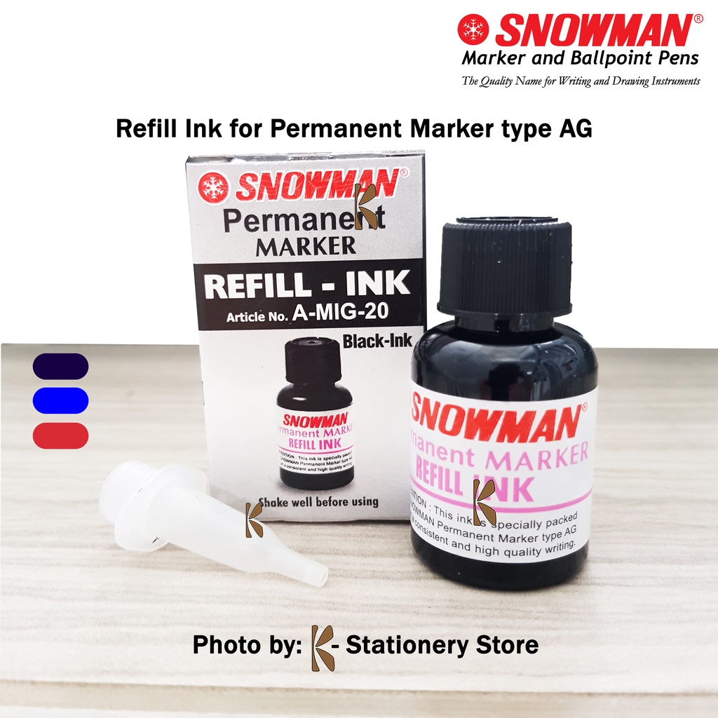 Jual Tinta Isi Ulang Spidol Permanent Snowman A-MIG-20 – Original ...
