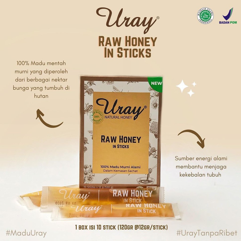 Jual Madu Uray Sachet - Raw Honey & Honey and Ginger in Stick (Original ...