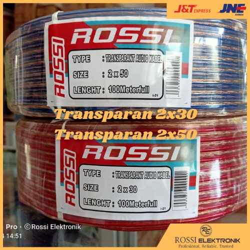 Jual Kabel Transparan ROSSI Serabut isi 2 jalur Panjang 100 Meter full 2x30x100/2x50x100 ...