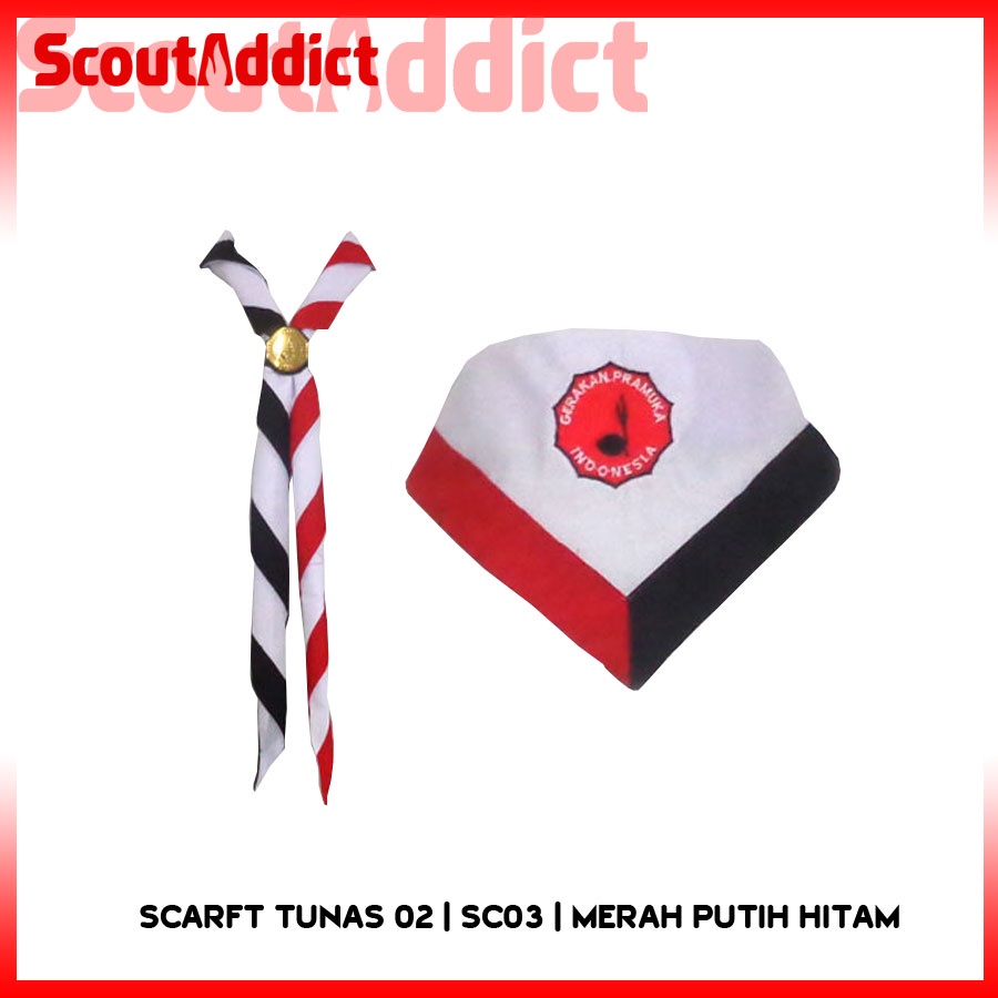 Jual Scarf Pramuka Tunas (Merah Putih Hitam) Kode SC03 | Shopee Indonesia