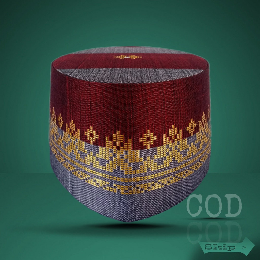 Jual peci songkok merah abu lis emas songko kopia kopya Zubair tenun ...