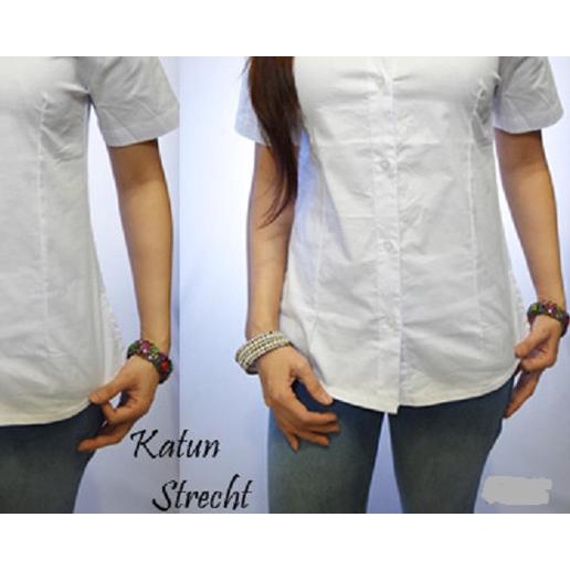 Jual ☉ Kemeja / Hem Putih Polos lengan pendek wanita - Putih, L ...