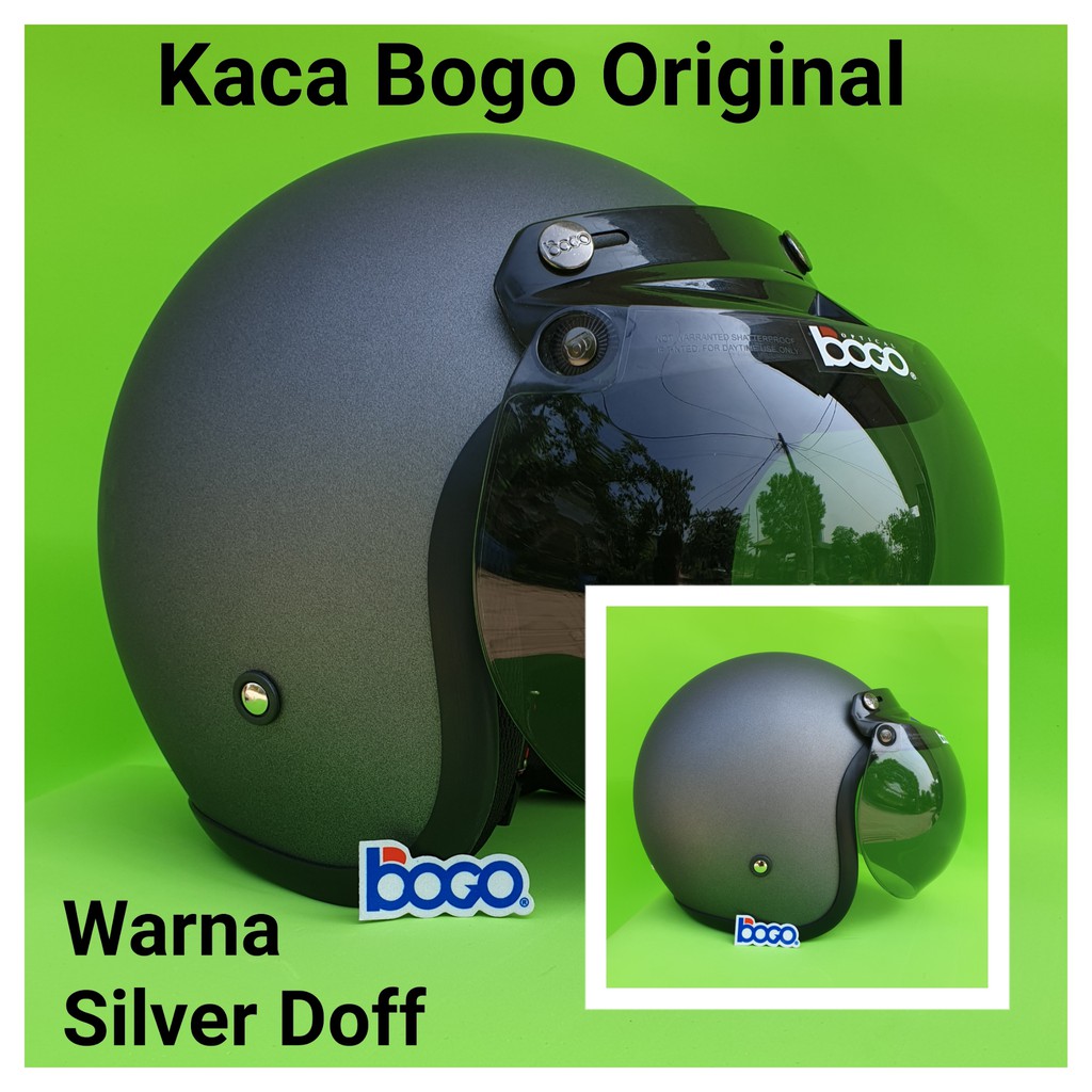 Jual helm dewasa cat polos warna silver doff dengan kaca bogo original ...