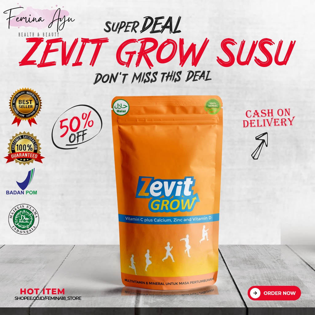 Jual [SUPER PROMO] ZEVIT GROW SUSU - Peninggi Badan Ori Susu Kalsium ...