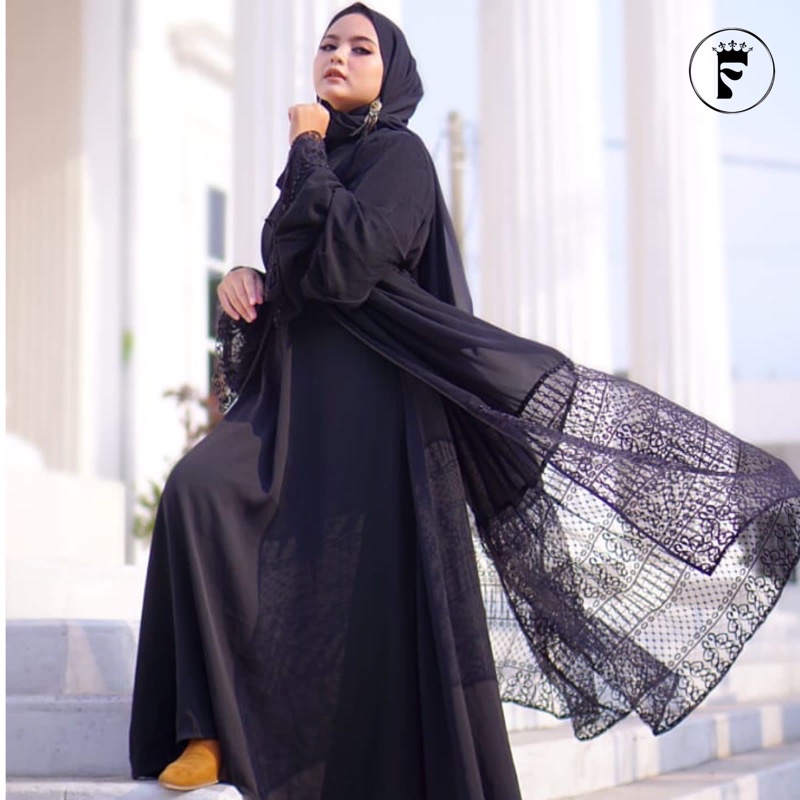 Jual ABAYA OUTER QUEEN Abaya outer outer hitam dress kondangan abaya ...