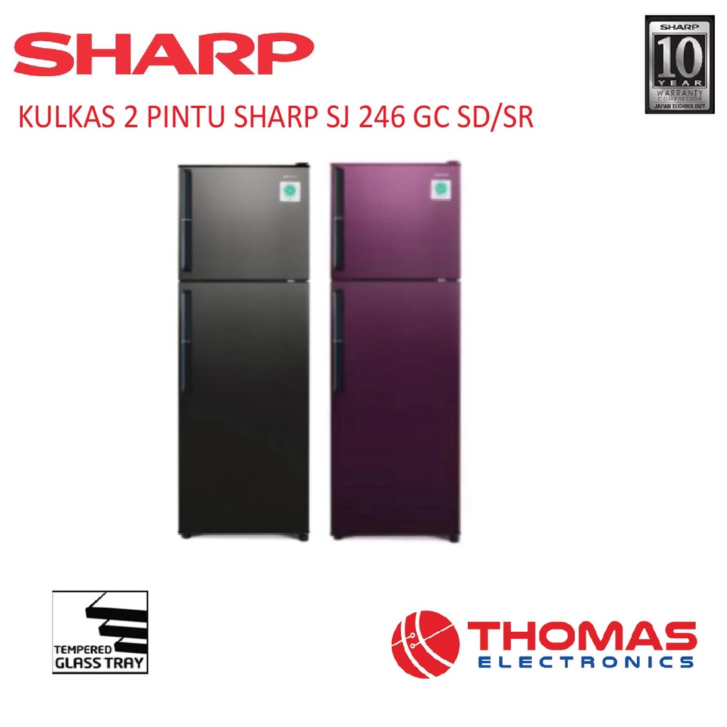 Jual Kulkas 2 Pintu Sharp SJ 246 GC SD SR Lemari Es Dua Pintu Kapasitas 205 Liter SJ 246GC SD/SR ...