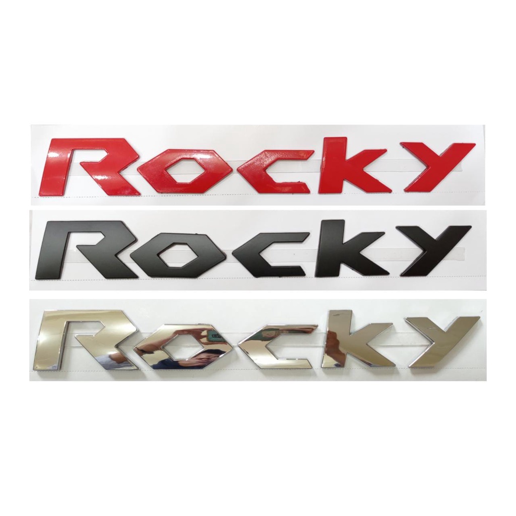 Jual Stiker Emblem Logo Kap Mesin Mobil Rocky MERAH, CHROME, HITAM ...