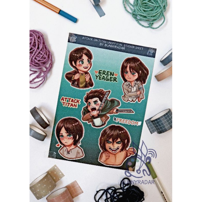 Jual Attack on Titan Sticker Sheet / Stiker AoT by Bunnyradar | Shopee ...