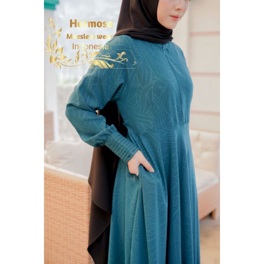 Jual [Gamis hermosa] Gamis embos hermosa motif abstrak warna tosca ...
