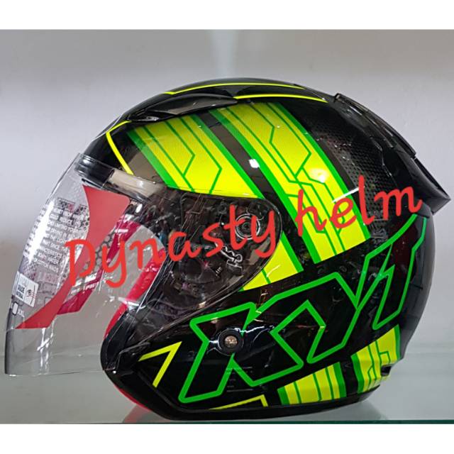 Jual KYT DJ MARU MOTIF #14 BLACK/YELLOW FLUO/GREEN FLUO | Shopee Indonesia