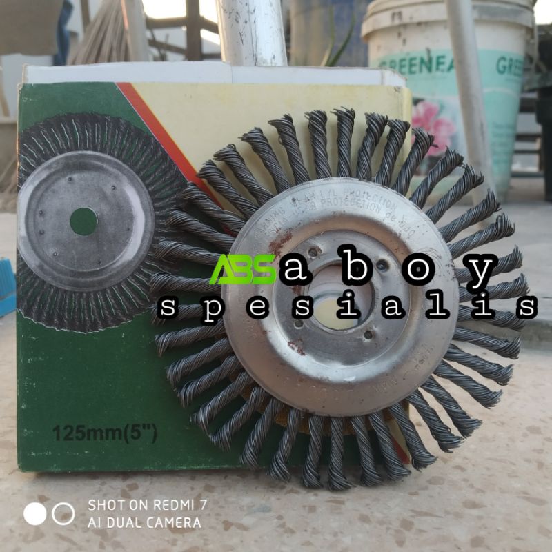 Jual wire wheel brush UNION sikat kawat baja piringan model kepang 5 ...