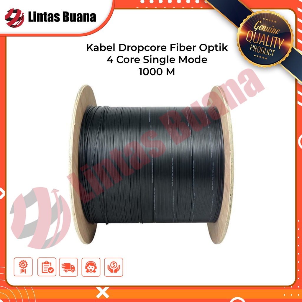 Jual Kabel Dropcore Fiber Optik 4 Core Single Mode 1000M Fiber Tekno ...