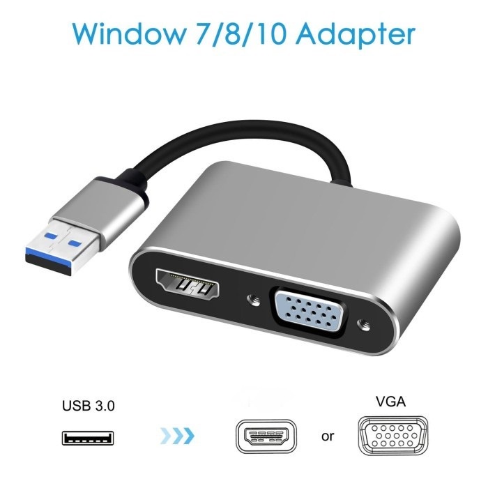 Jual Kabel konektor USB 3.0 TO HDTV-VGA Adapter Full HD - converter usb ...