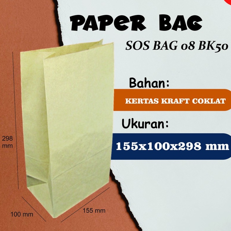 Jual PAPER BAG SOS BAG 08 BK50 (1 PACK ISI 100 PCS) | Shopee Indonesia