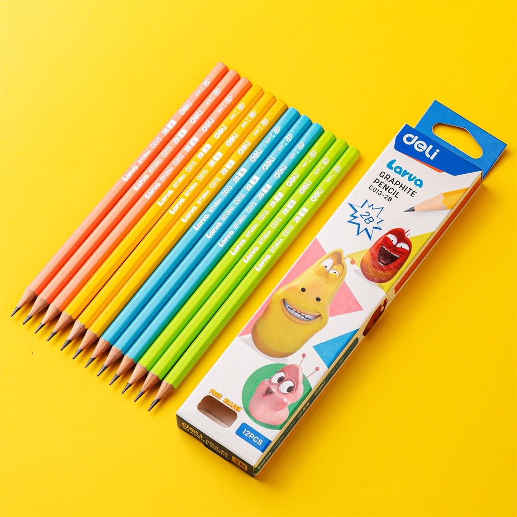 Jual Deli Larva Graphite Pencil / Pensil Kayu HB/2B Isi 12pcs/Box EC013 ...