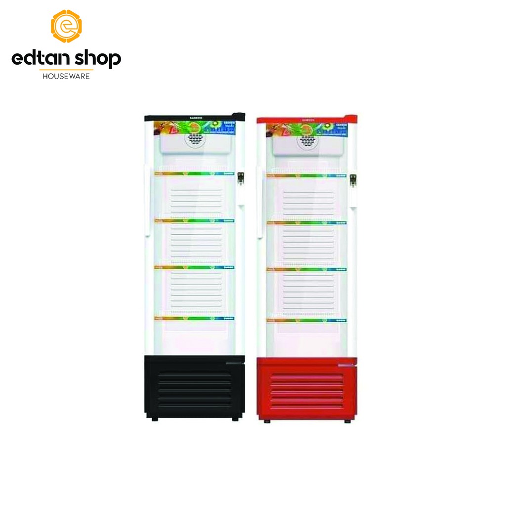 Jual Showcase Sanken 4 rak SRS-279 Hitam Merah Kulkas minuman sanken 4 ...