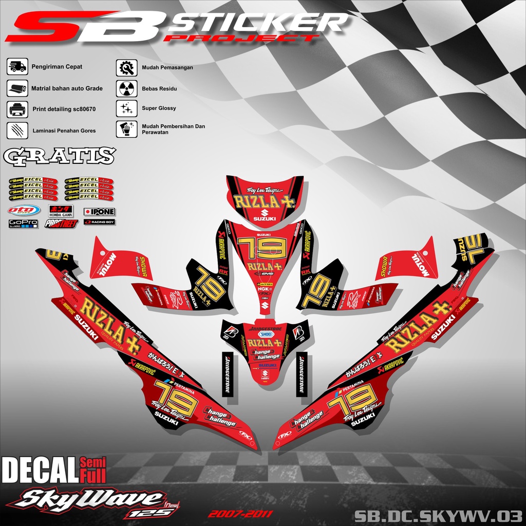 Jual DECAL FULL BODY SKY WAVE- DECAL STICKER FULL BLOCK SUZUKI SKY WAVE ...
