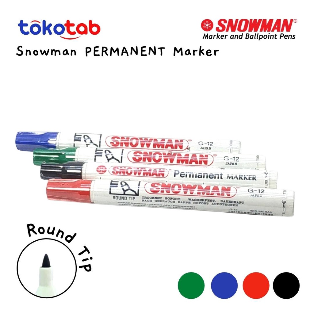 Jual Tokotab - Spidol Permanent Marker SNOWMAN G-12 | Shopee Indonesia