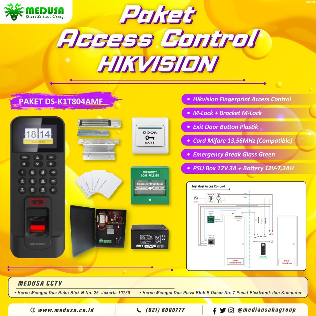Jual Paket Access Control Lengkap DS-K1T804AMF PSU 12V 3A + Battery | Shopee Indonesia