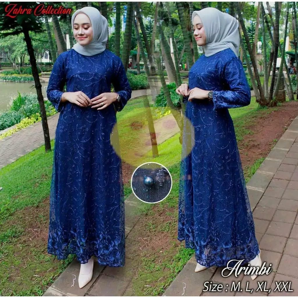 Jual GAMIS FULL BRUKAT TILE MUTIARA IMPORT / GAMIS ARIMBI FULL BRUKAT DEPAN BELAKANG / GAMIS ...