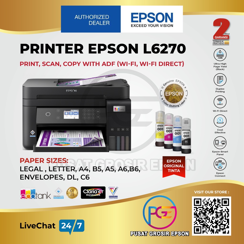 Jual PRINTER EPSON L6270 L 6270 L-6270 A4 WIFI DUPLEX ALL IN ONE PRINT ...
