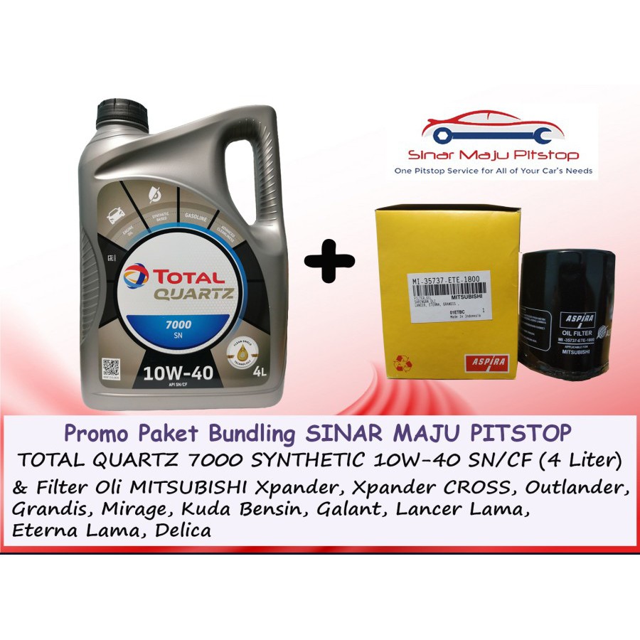 Jual Paket Oli TOTAL QUARTZ 7000 SAE 10W-40 SN & Filter MITSUBISHI XPANDER & XPANDER CROSS ...